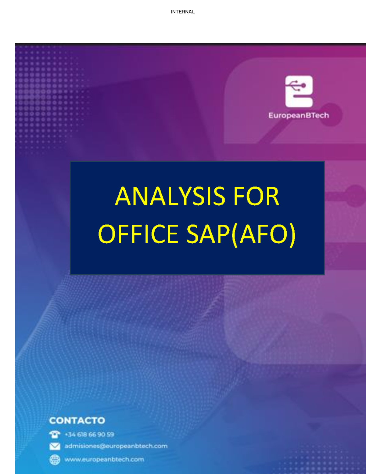 Analysis for Office SAP (AFO) Internal Guide and Overview - Studocu