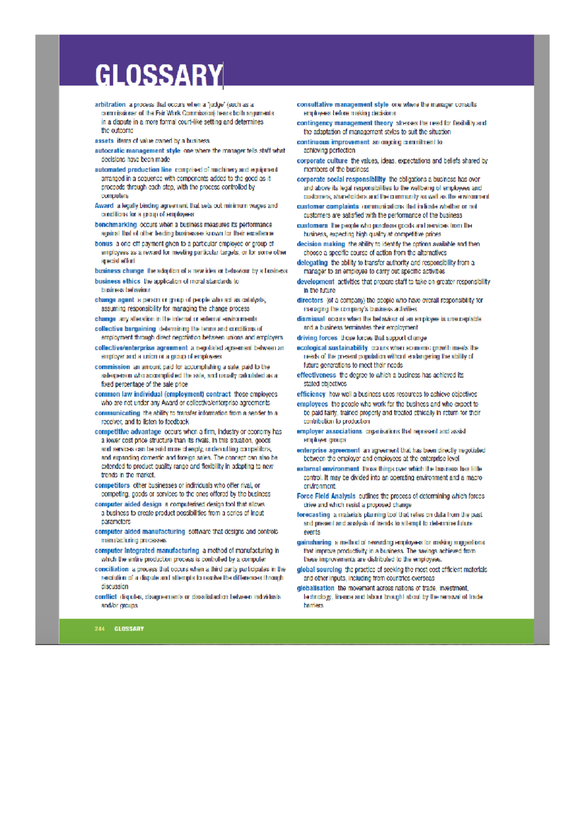 Glossary of Key Business Terms - Course Code: IDK - Studocu