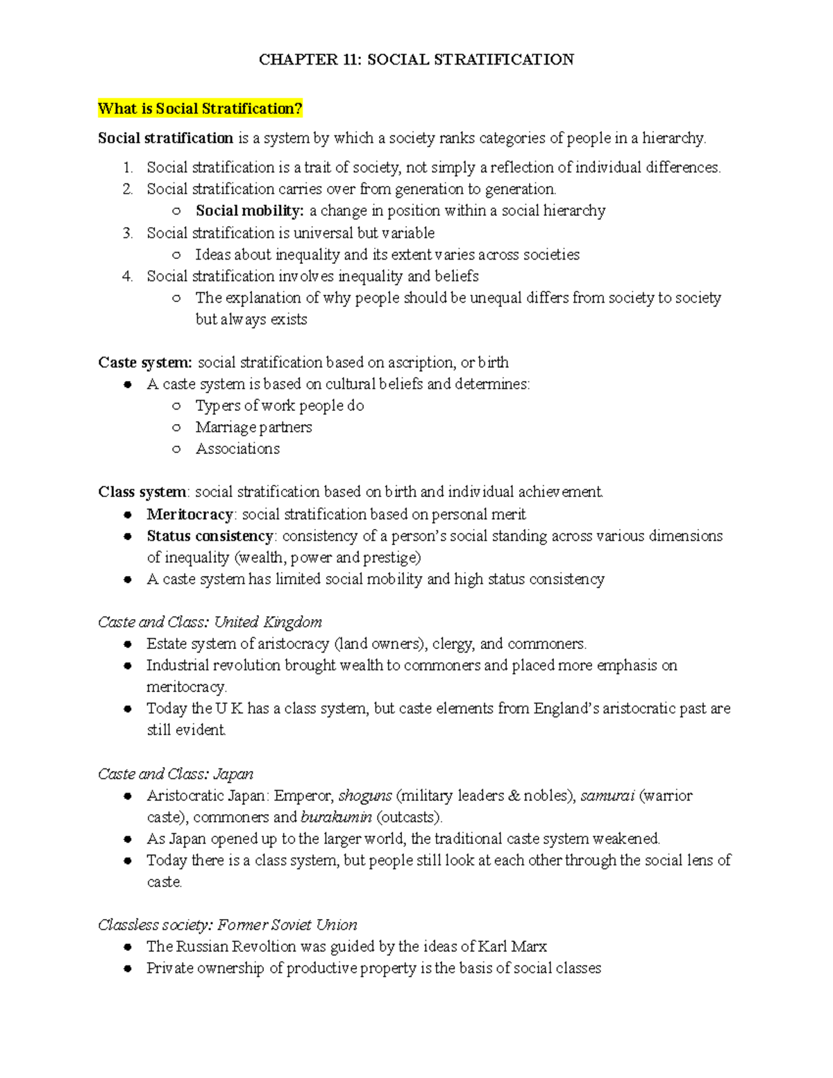 Chapter 11 Social Stratification - What is Social Stratification ...
