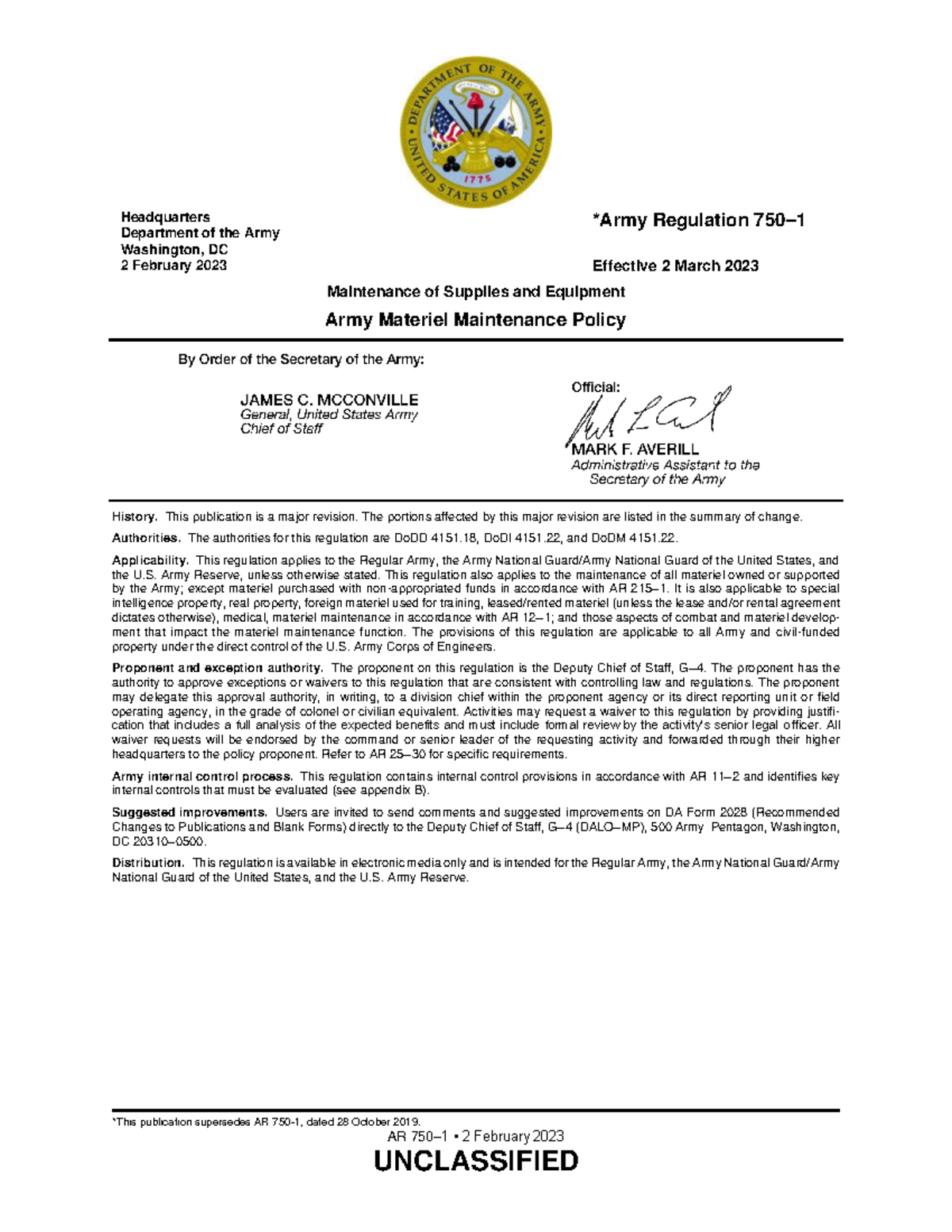 Army Regulation 750-1: Materiel Maintenance Policies and Guidelines ...