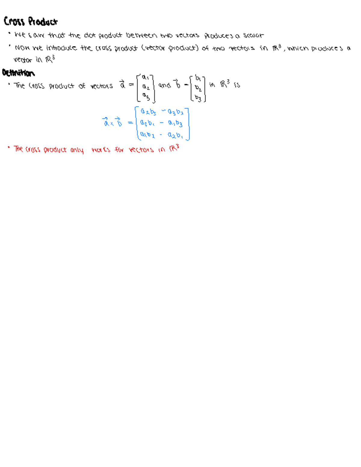 Cross Product - Math1025 - Cross Product · We saw that the dot product ...