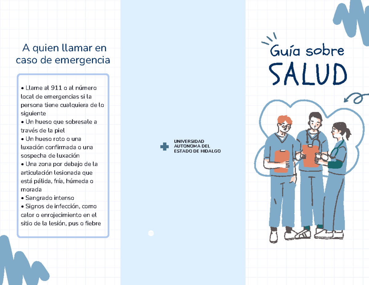 Tríptico de salud - Llame al 911 o al número local de emergencias si la ...