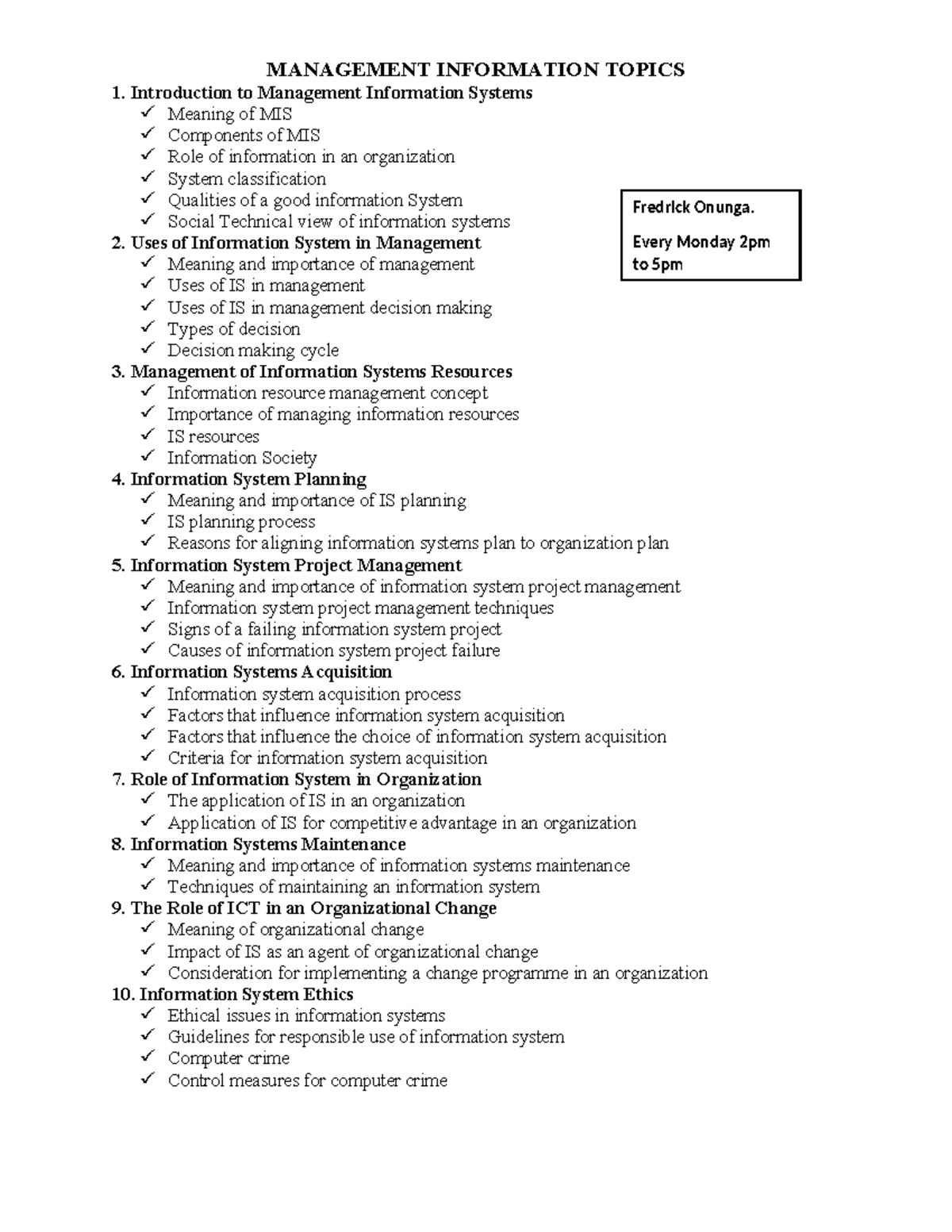 MANAGEMENT INFORMATION SYSTEMS (MIS) OVERVIEW AND APPLICATIONS - Studocu