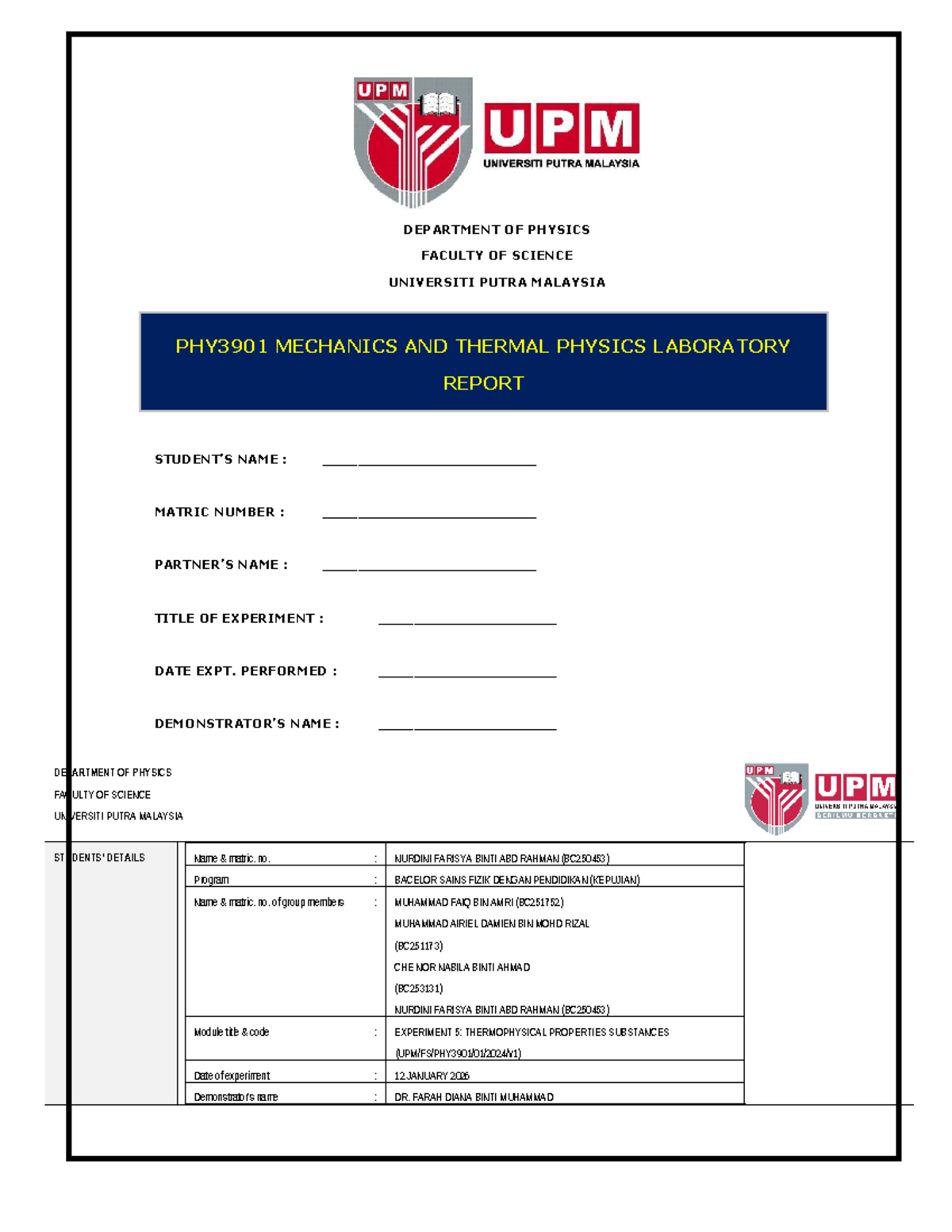 PHY3901 Mechanics & Thermal Physics Lab Report: Exp 5 - Latent Heat ...