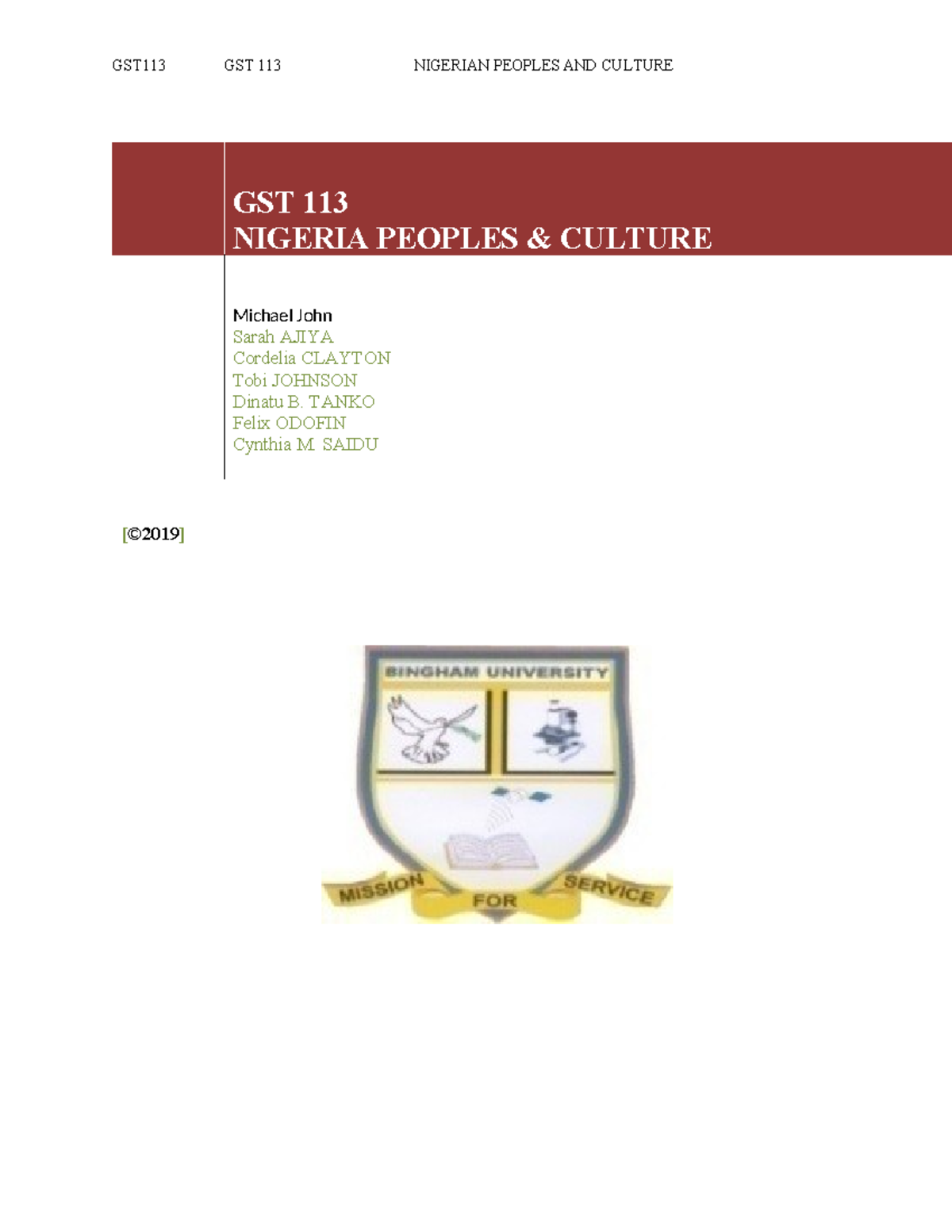 GST113 Lesson 2: Major Ethnic Groups of Southern Nigeria - Studocu