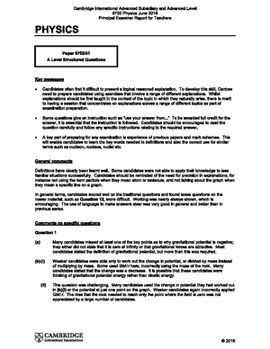 9702 w16 er - itss a [past paper - 9702 Physics November 2016 Principal Examiner Report for ...