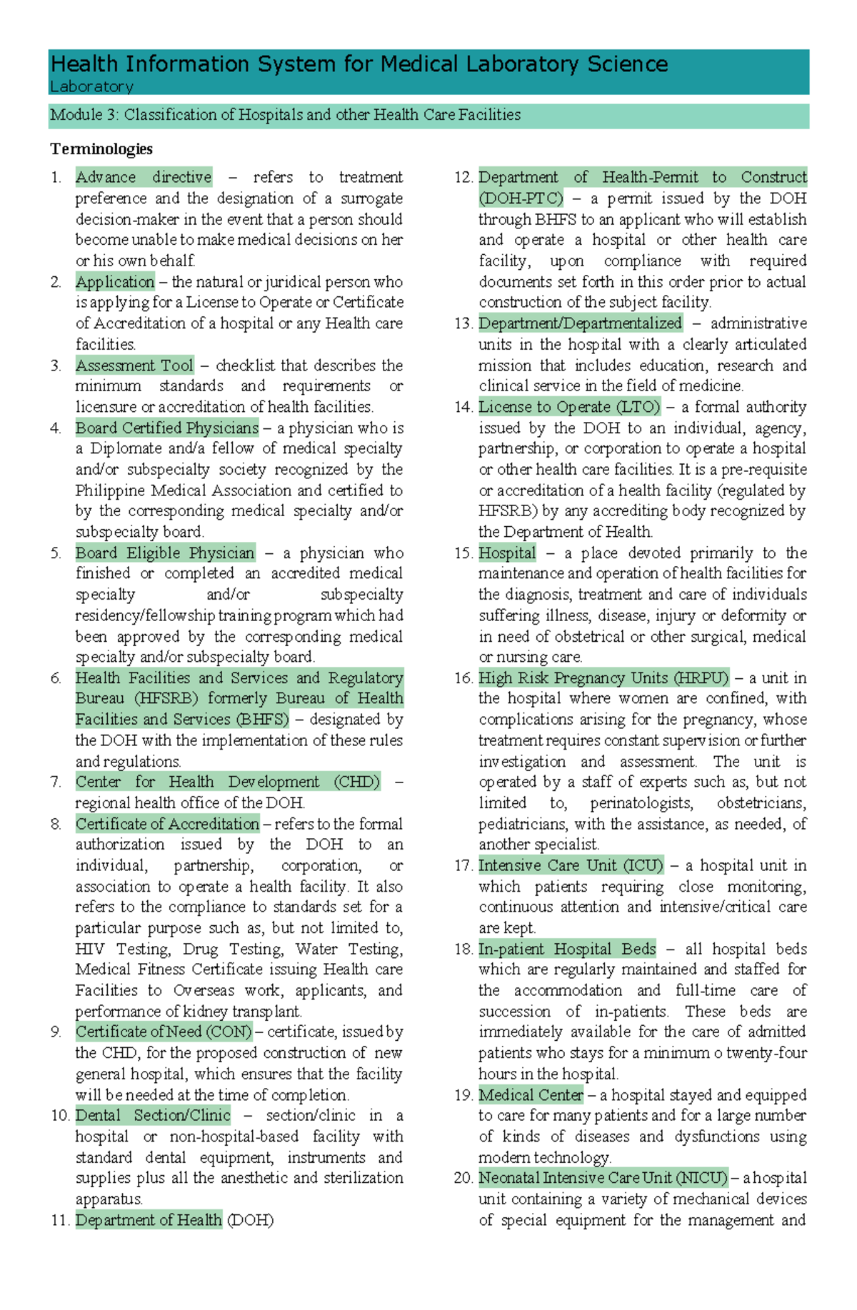 Health Information System for Medical Laboratory Science: Module 3 ...