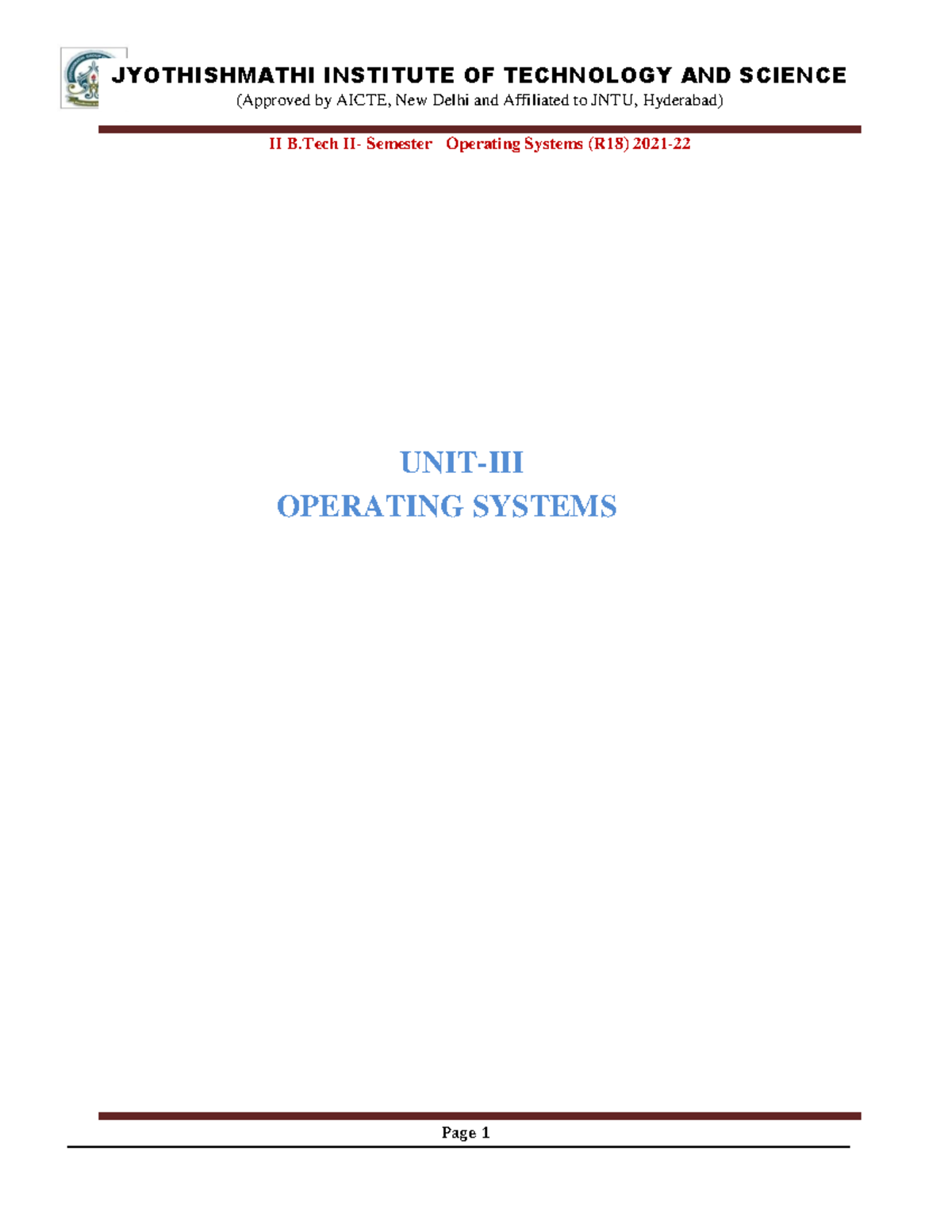 UNIT III Deadlocks and IPC in Operating Systems (R18) - Studocu