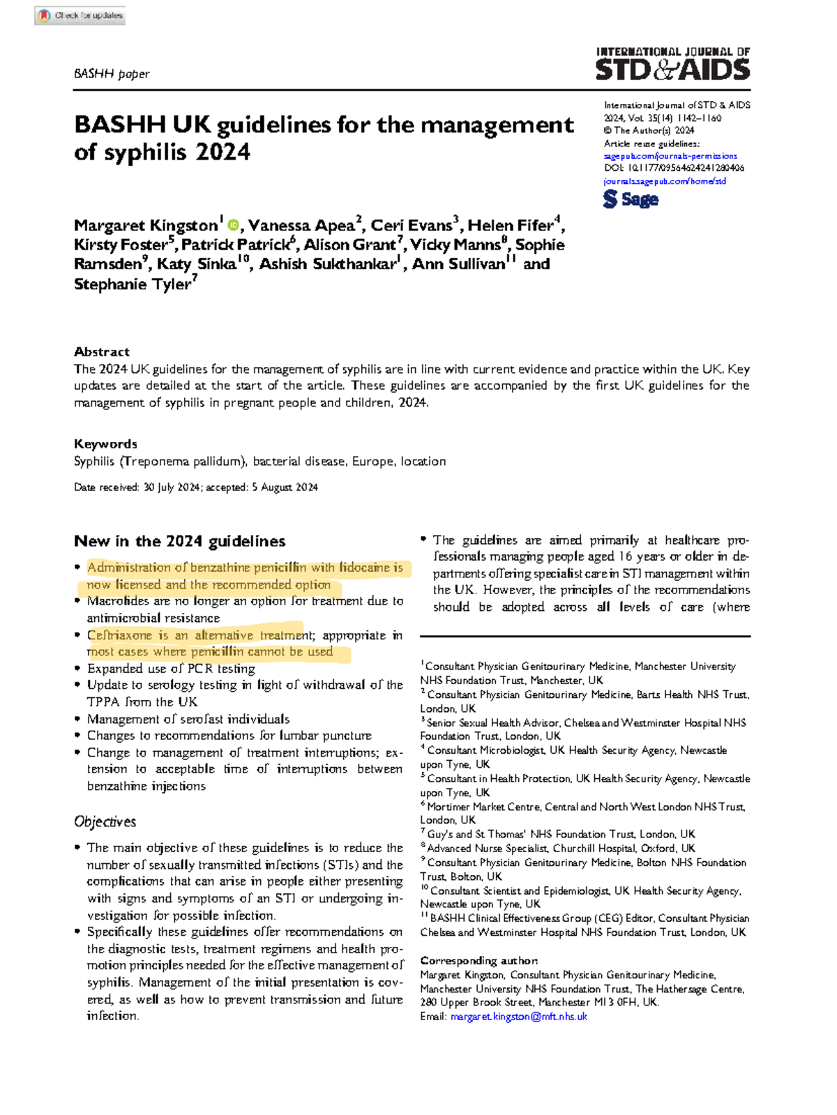 BASHH Guidelines for Syphilis Management 2024: Key Updates and ...
