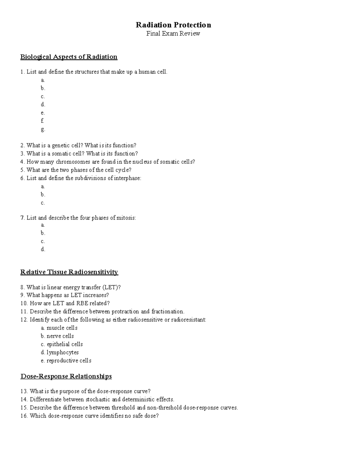 Radiation Protection RAD-201 Final Exam Review & Key Concepts - Studocu