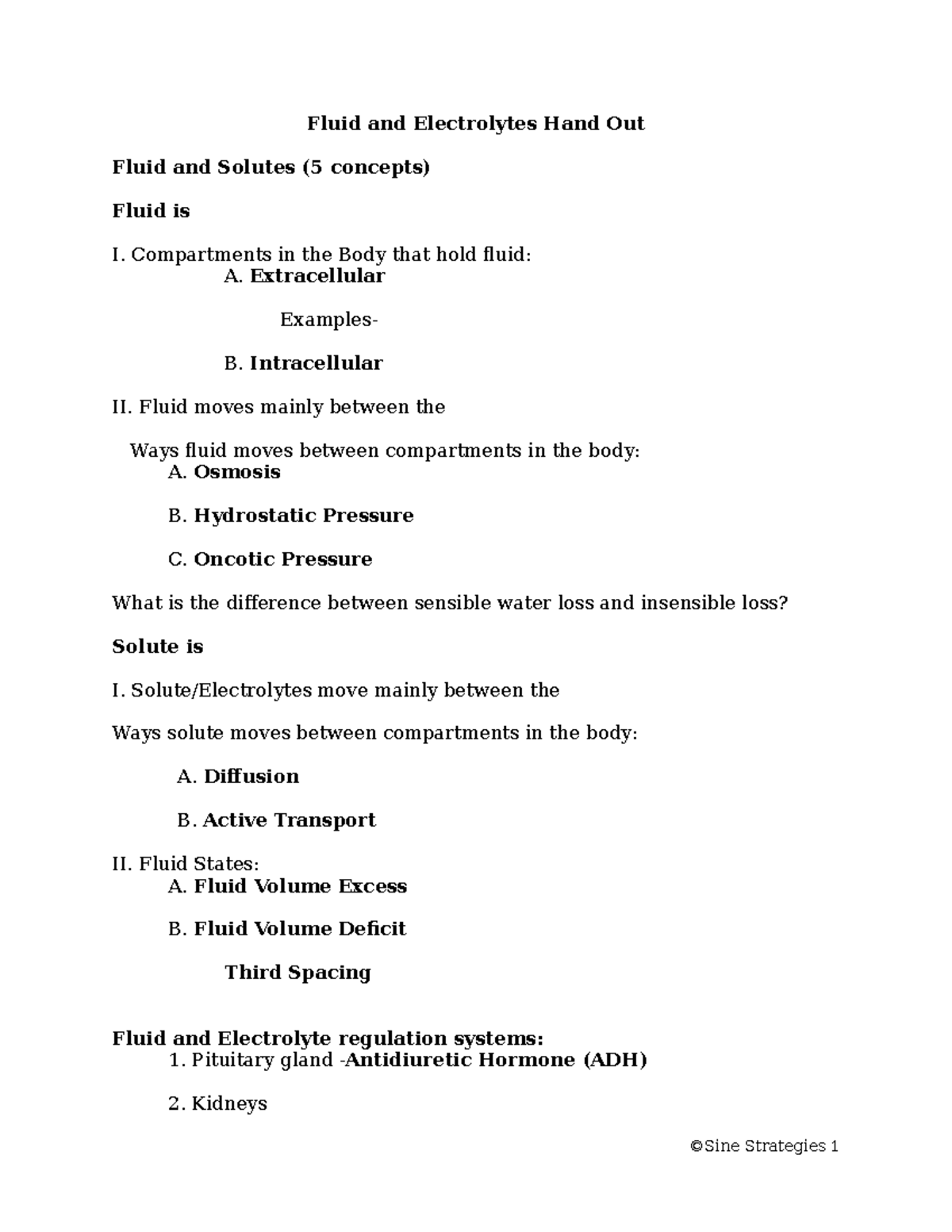 Fluid and Electrolyte Overview: Key Concepts and Regulation - Studocu