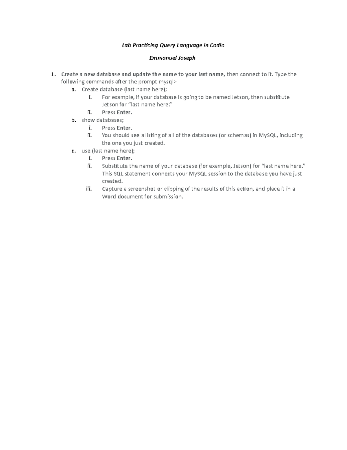 Lab Practicing Query Language in Codio - Lab Practicing Query Language ...