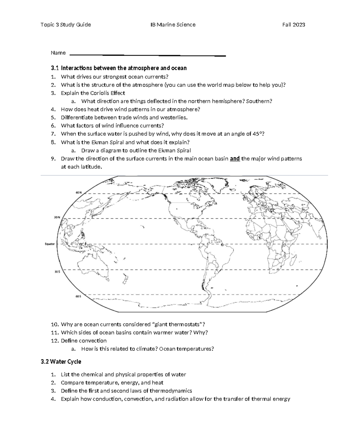 Topic 3 Study Guide Complete 2023 - Name 3 Interactions between the ...