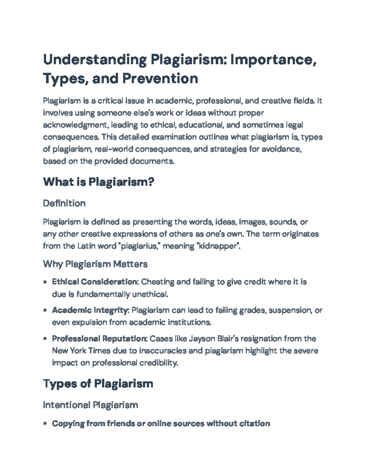 Understanding Plagiarism: Types, Consequences & Prevention Strategies ...
