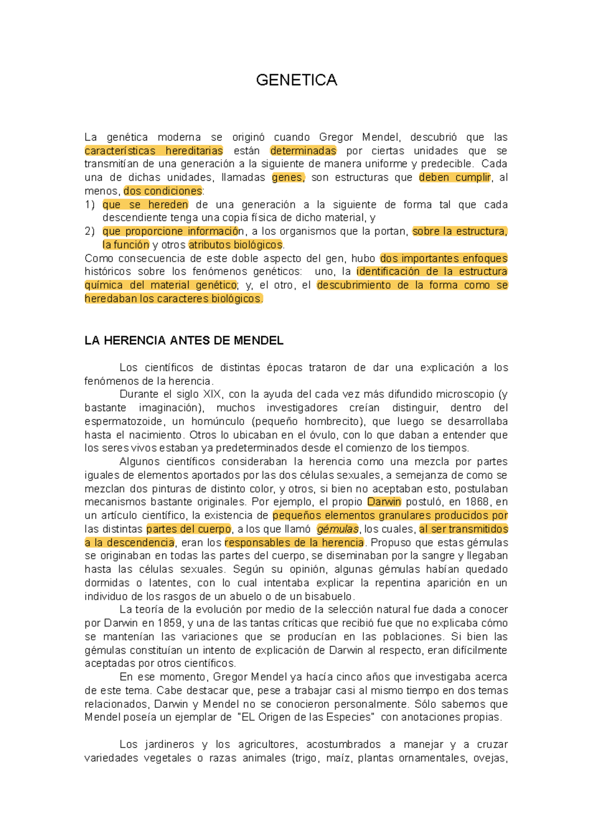 Genética: Resumen de Leyes y Teorías Clave en Genética Moderna - Studocu
