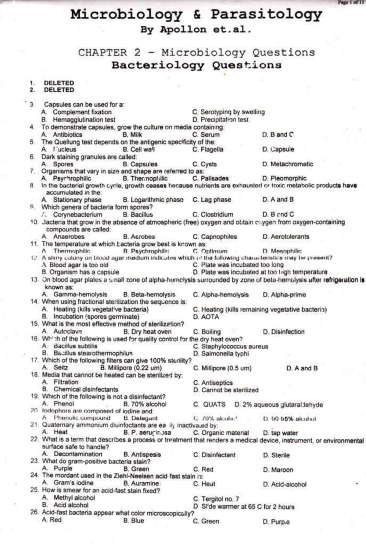 Microbiology Parasitology Apollon et.al. CHAPTER 2 Review Questions ...