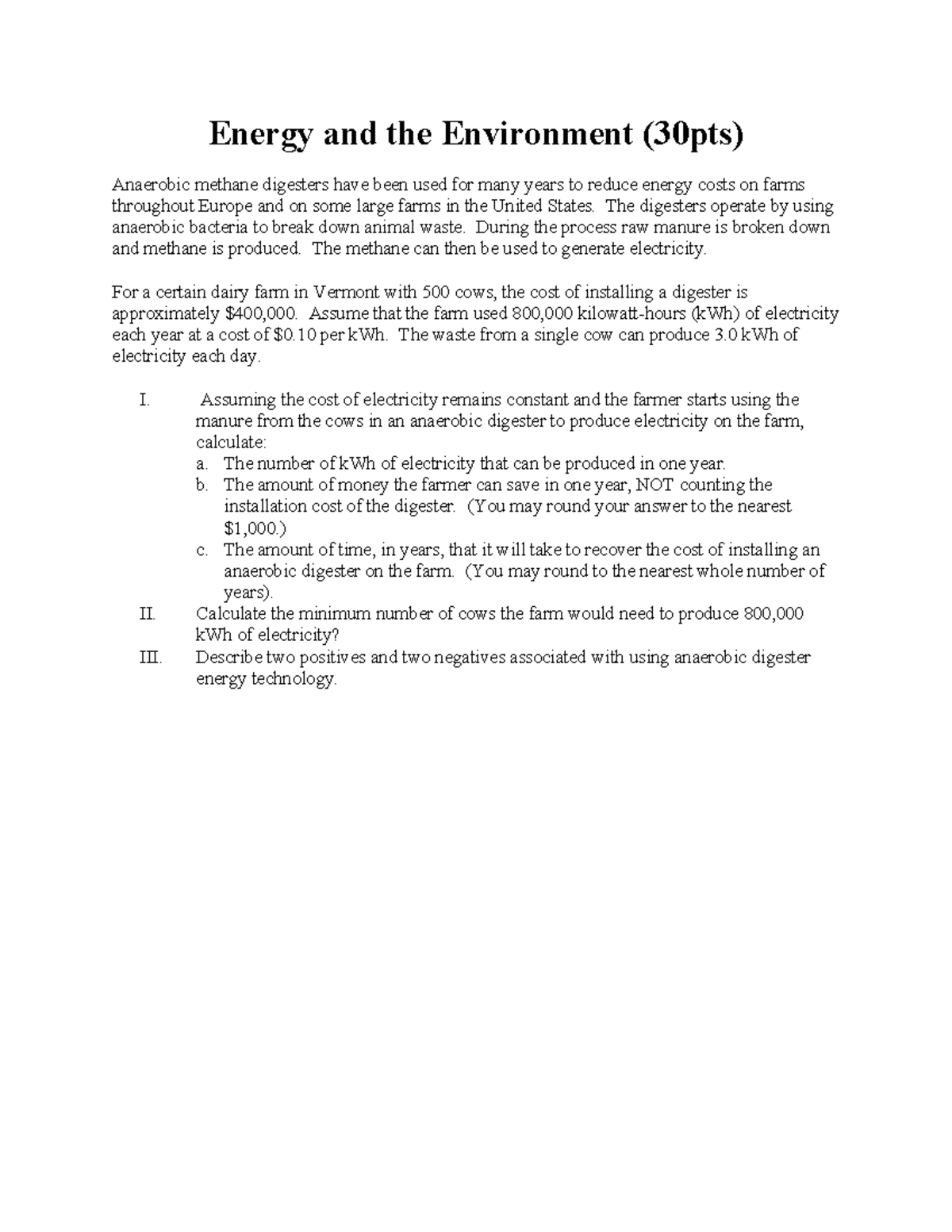 Energy and the Environment: Anaerobic Digestion Lab (30pts) - Studocu