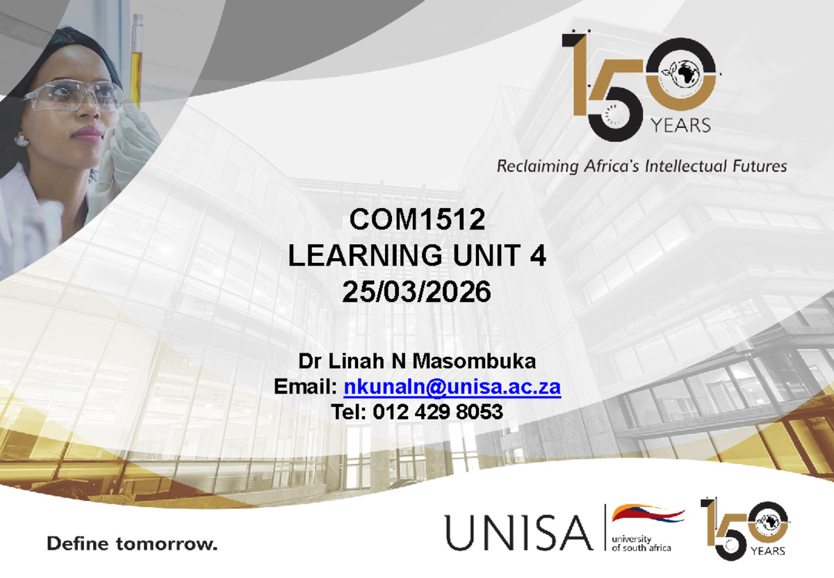 COM1512 LEARNING UNIT 4: COGNITIVE & SOCIAL DISSONANCE - Studocu