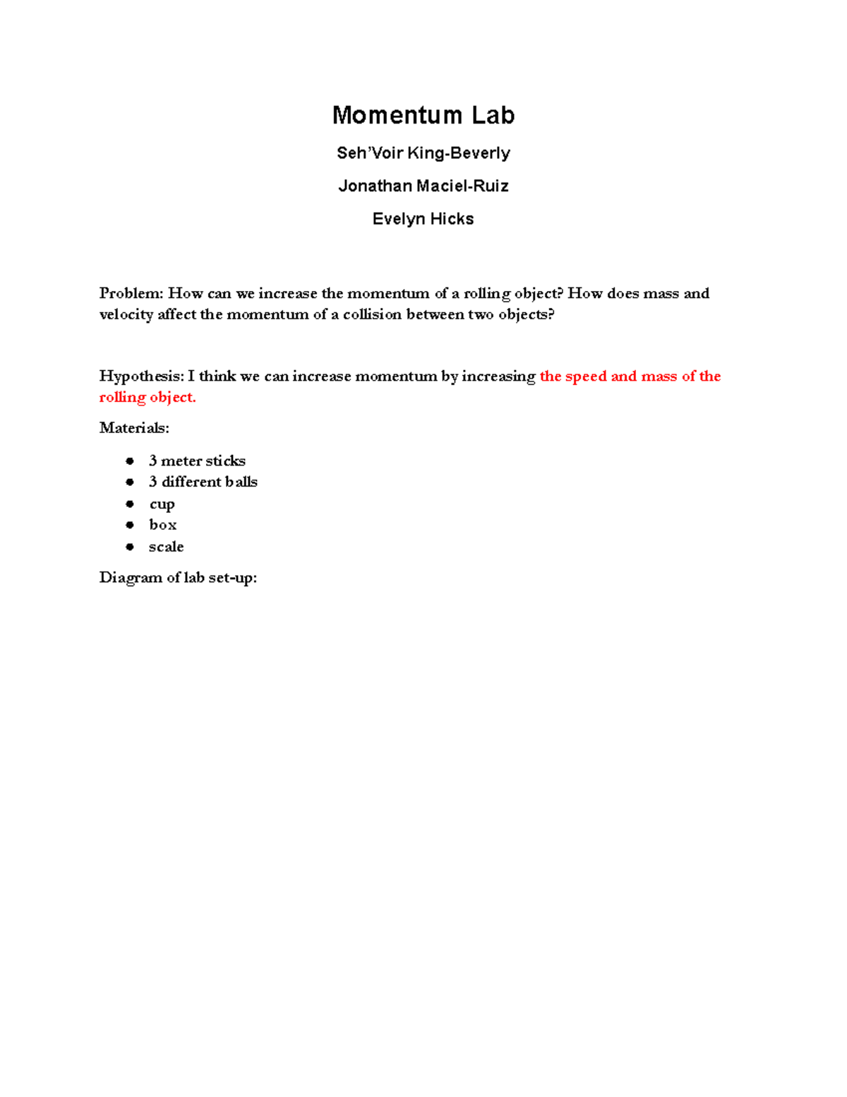 Momentum Lab - PHYS 101: Exploring Mass & Velocity Effects on ...