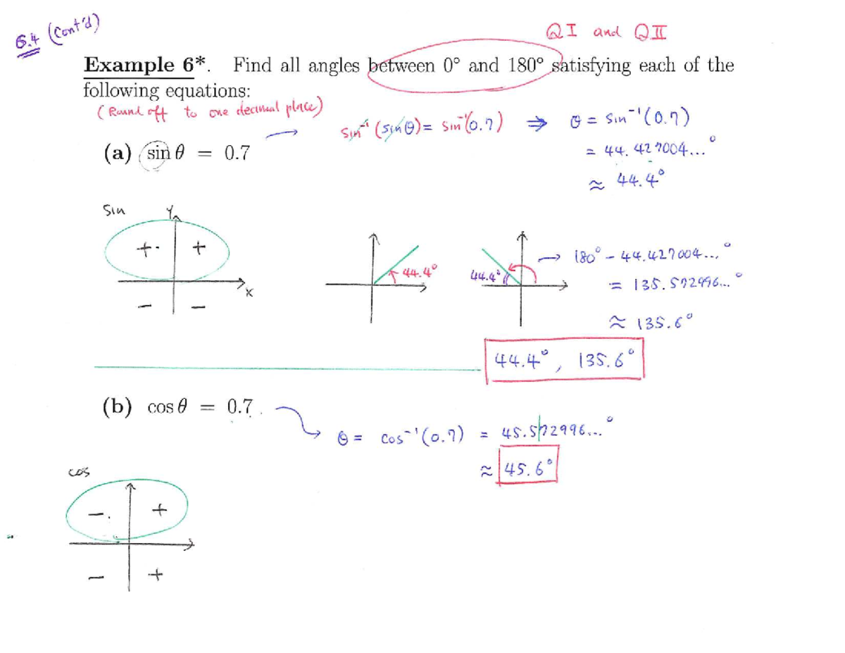 Math 58 Sec 6166 - Spring 2024: Angles & Law of Sines Notes - Studocu