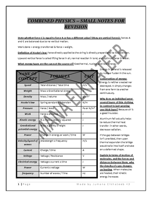 ZJC Combined Science Form 2: Focus on Key Concepts and Topics - Studocu