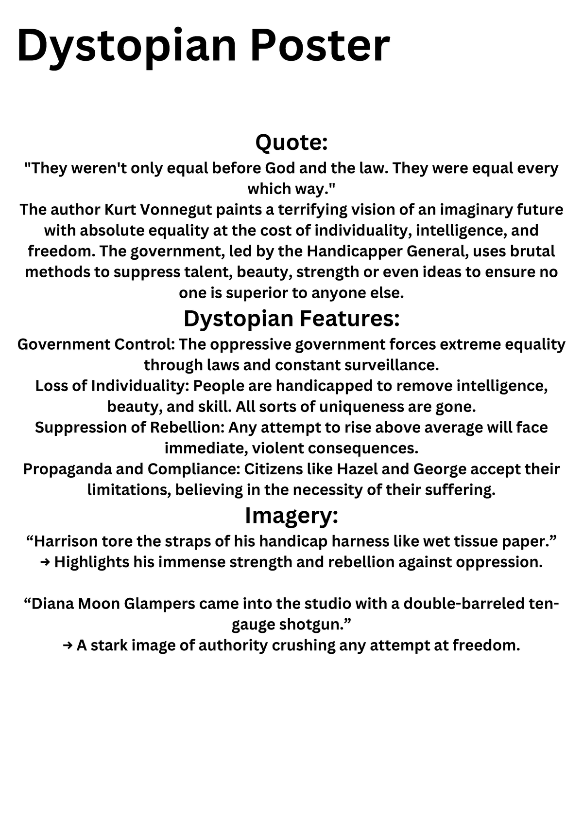Dystopian Poster - Dystopian Poster Quote: "They weren't only equal ...