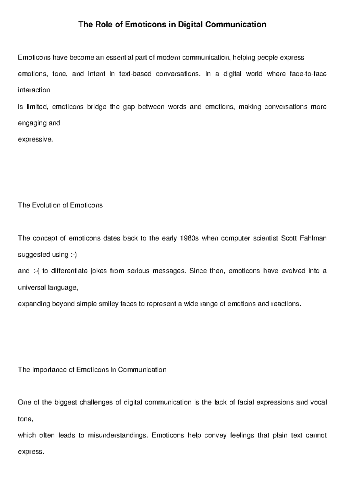 Emoticons Essay - The Impact on Digital Communication - Studocu