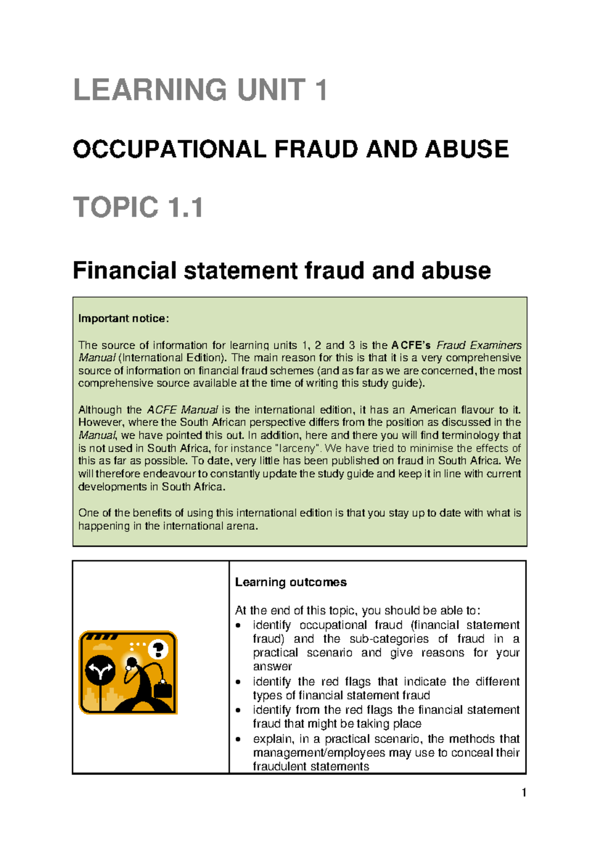 Financial Fraud Schemes AUE4863 Learning Unit 1 Study Guide 2023 - Studocu