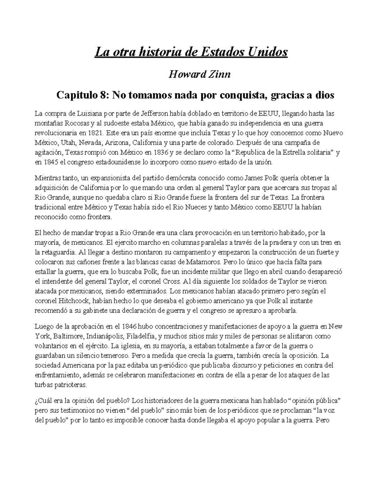 Resumen de Zinn. Capitulo 8 - La otra historia de Estados Unidos Howard ...
