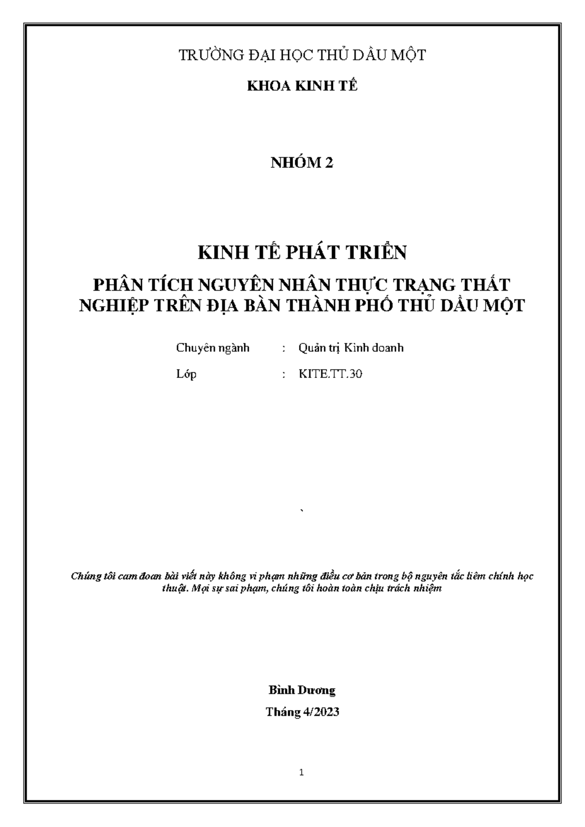 KTPT - TRƯỜNG ĐẠI HỌC THỦ DẦU MỘT KHOA KINH TẾ NHÓM 2 KINH TẾ PHÁT ...