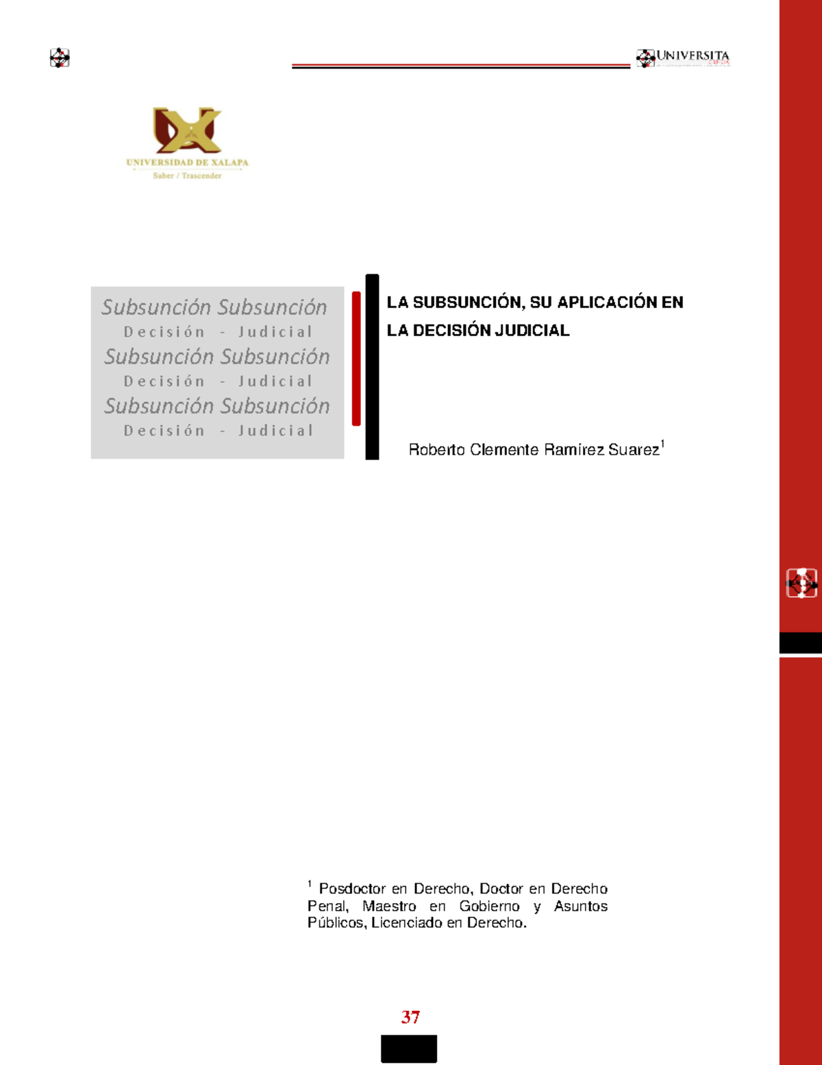 La Subsunción y su Aplicación en la Decisión Judicial - Curso 03 - Studocu