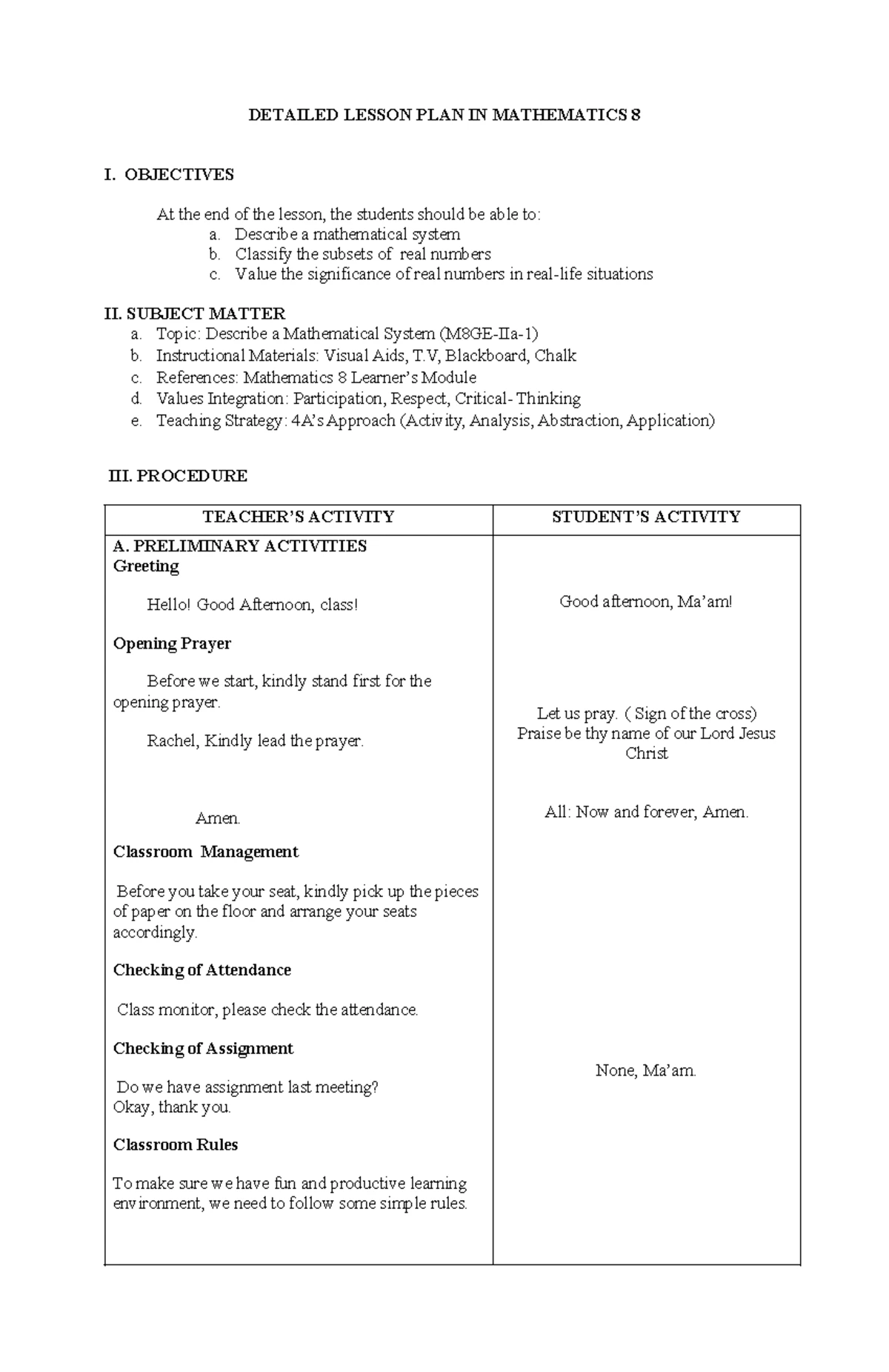 DLP Mathematics 8: Lesson Plan on Dependent & Independent Variables ...