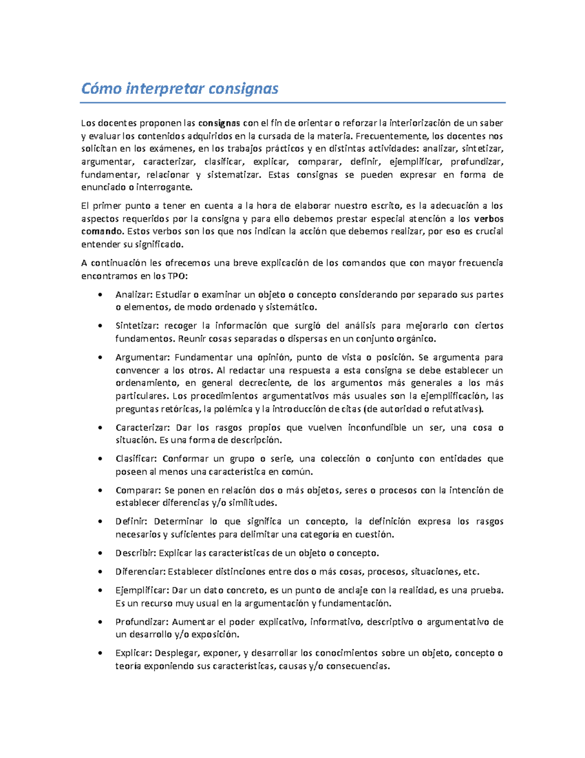 Cómo interpretar consignas en escritura académica، Taller de Escritura ...