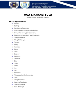 MCLIT 4 attendance sheet and quiz records for Panulaang Filipino - Studocu