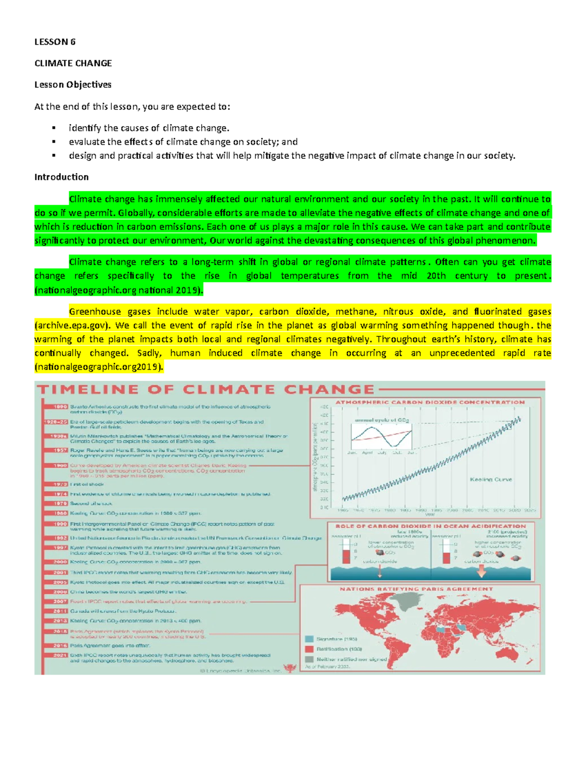 Lesson 6: Climate Change Impacts and Mitigation Strategies STS - Studocu
