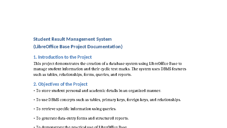 Student Result Management System (SRMS) Project Documentation - Studocu