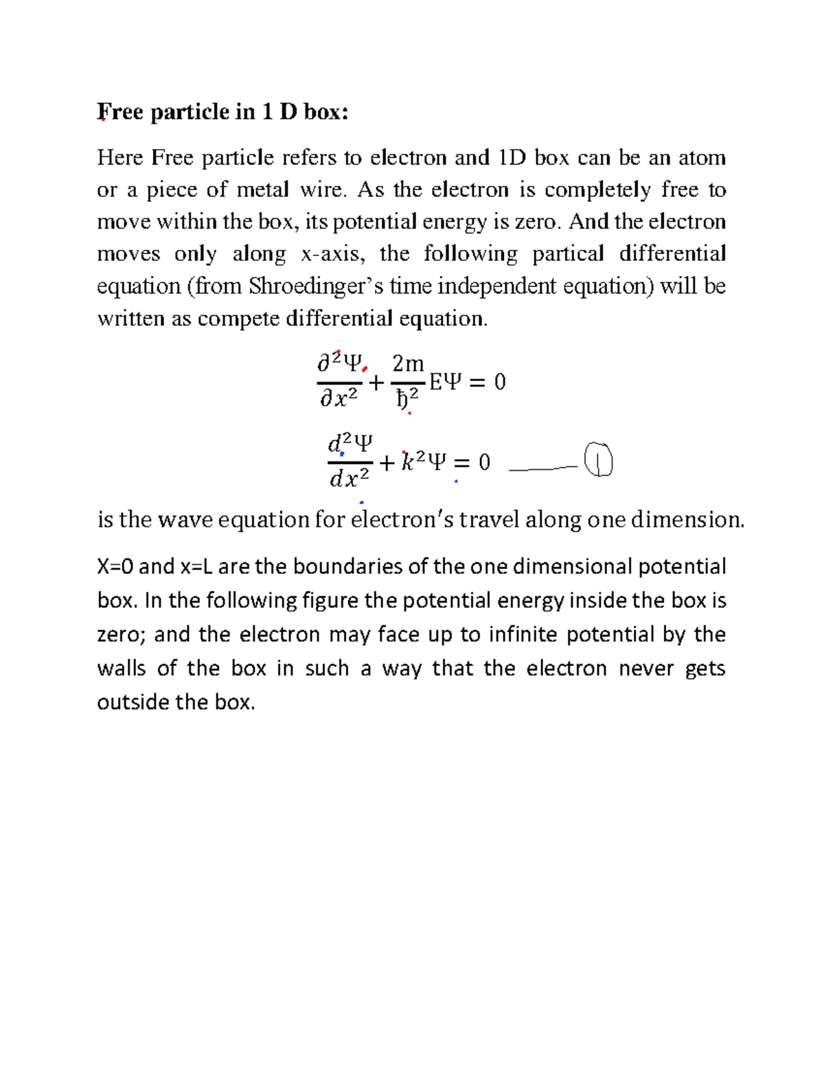 M1I5b - Free Particle in 1D Box: Wave Functions & Eigenstates - Studocu