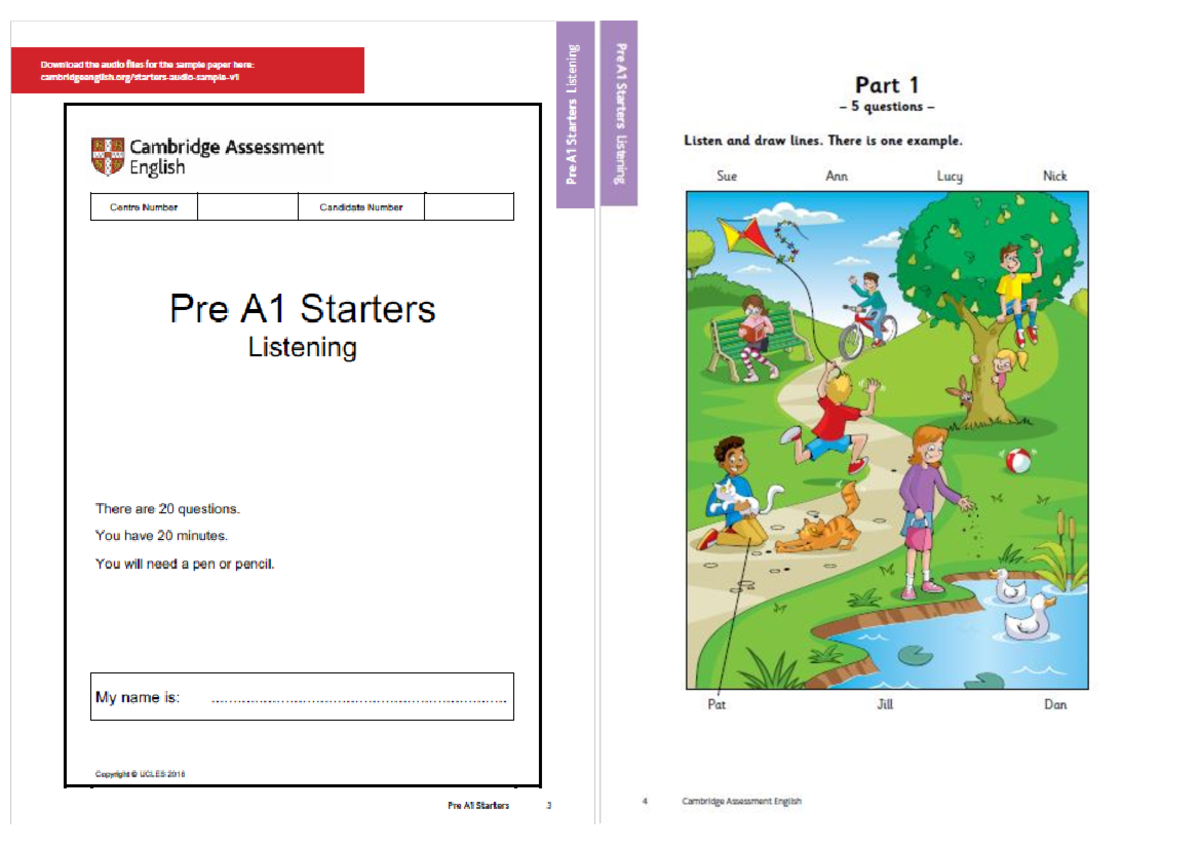 WA 200 Cambridge Assessment Pre A1 Starters Listening Sample Exam 2 ...