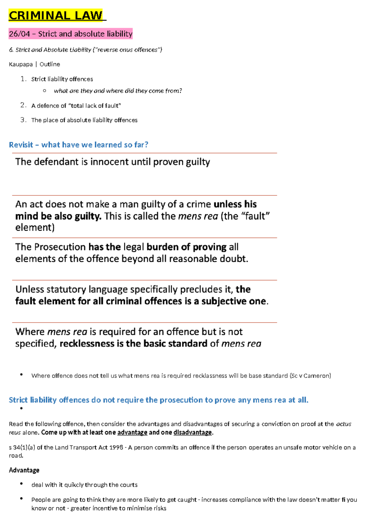 CRIMINAL LAW 101: Strict and Absolute Liability Overview and Analysis ...