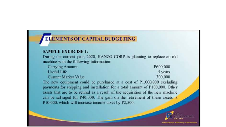 Capital Budgeting Techniques: Sample Exercises for MGT 101 - Studocu