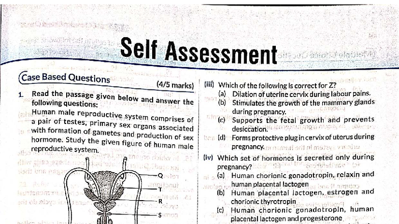 SAT Q Human Reproduction: Self-Assessment Case Study Questions - Studocu