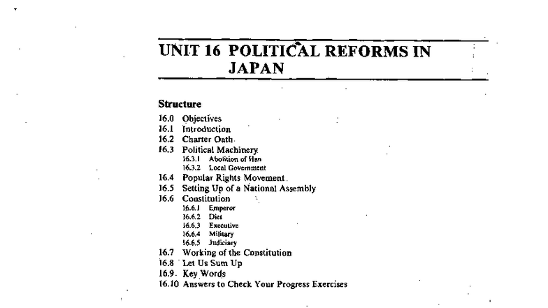 Unit 16: Political Reforms in Japan (1868-1889) - Summary Notes - Studocu