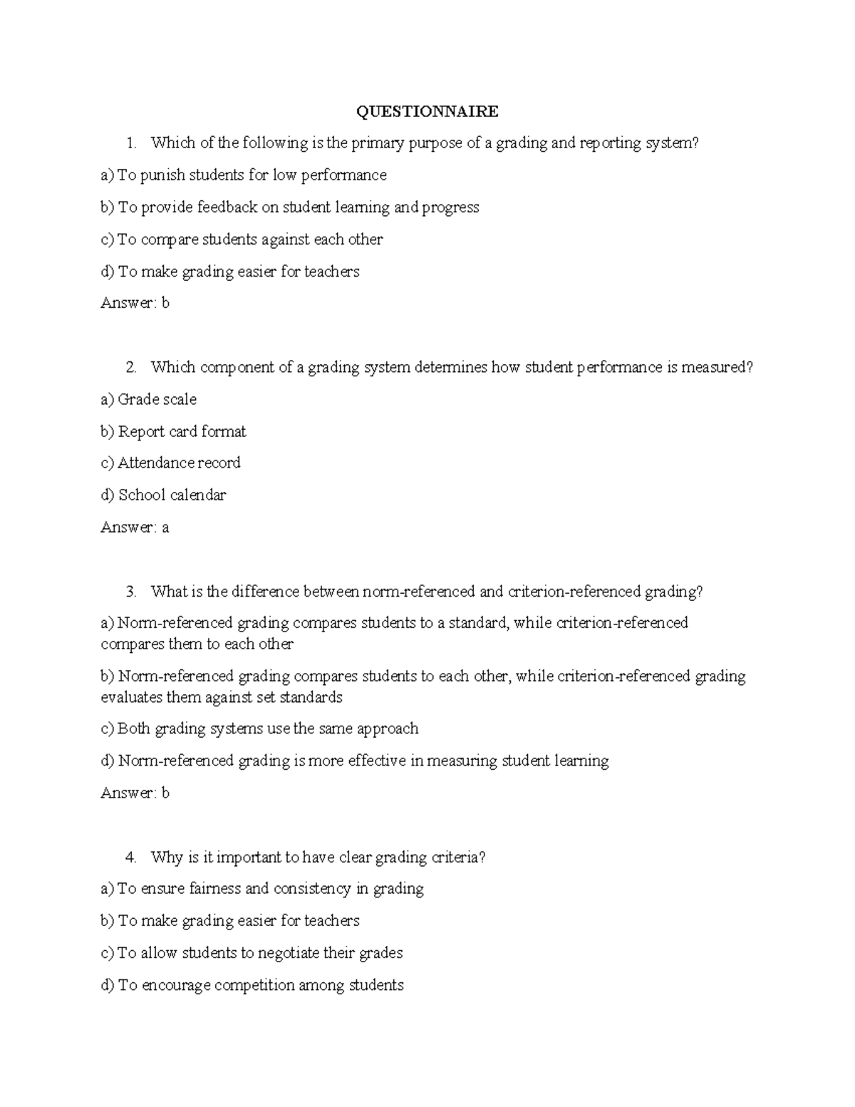 Grading Systems & Practices: Key Concepts & Test Questions (EDU 101 ...
