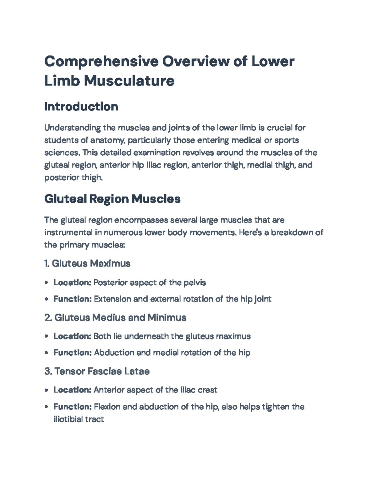 Comprehensive Guide to Lower Limb Musculature for Anatomy Students ...