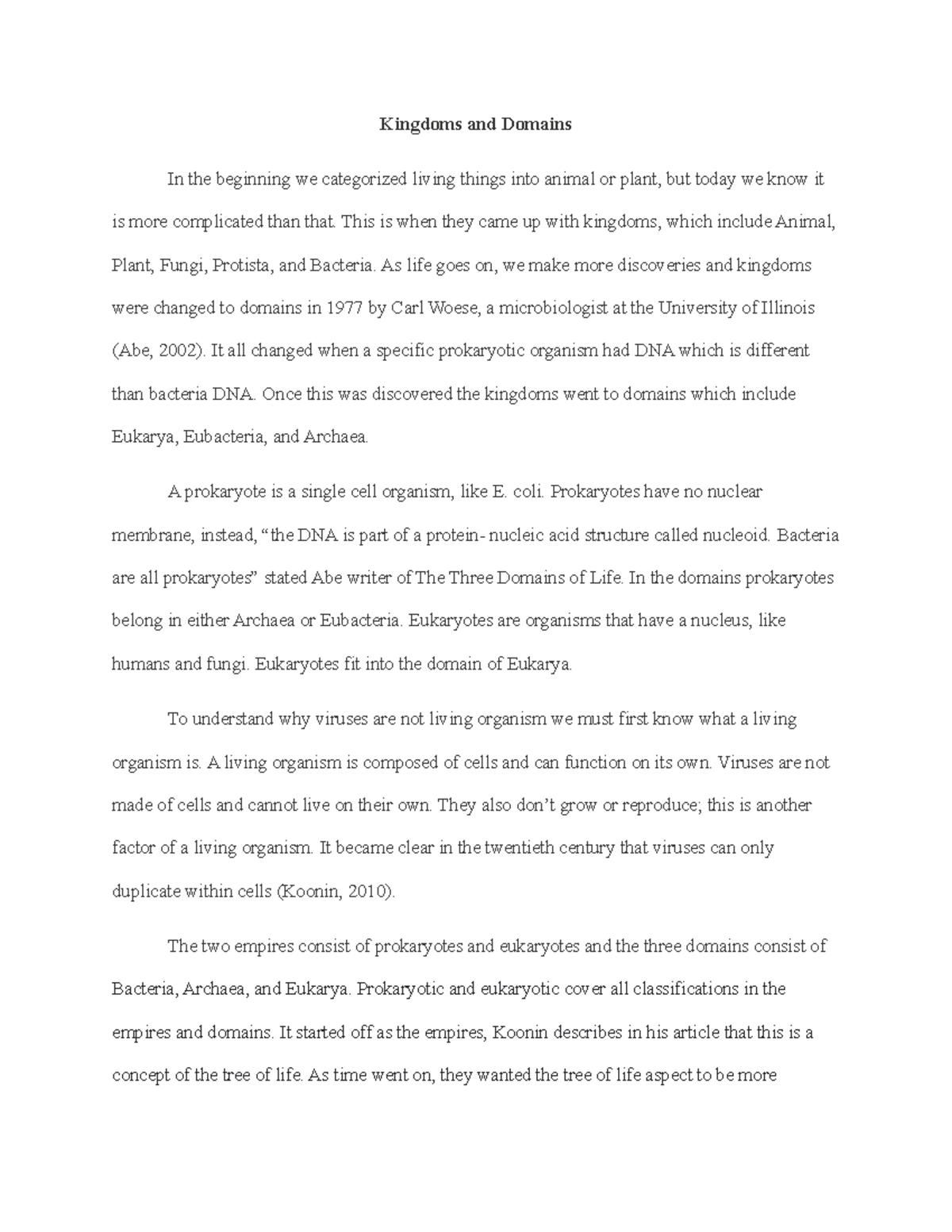 Kingdoms and domains - Assignment - Kingdoms and Domains In the ...