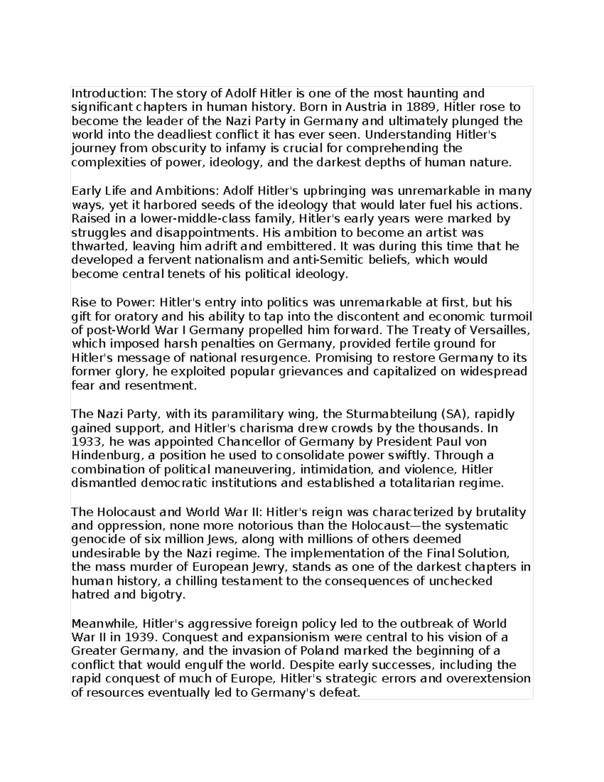 HIST 101: The Rise and Fall of Adolf Hitler - A Historical Analysis ...