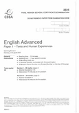 2025 CSSA English Advanced Paper 1 Marking Guidelines: Texts & Human ...