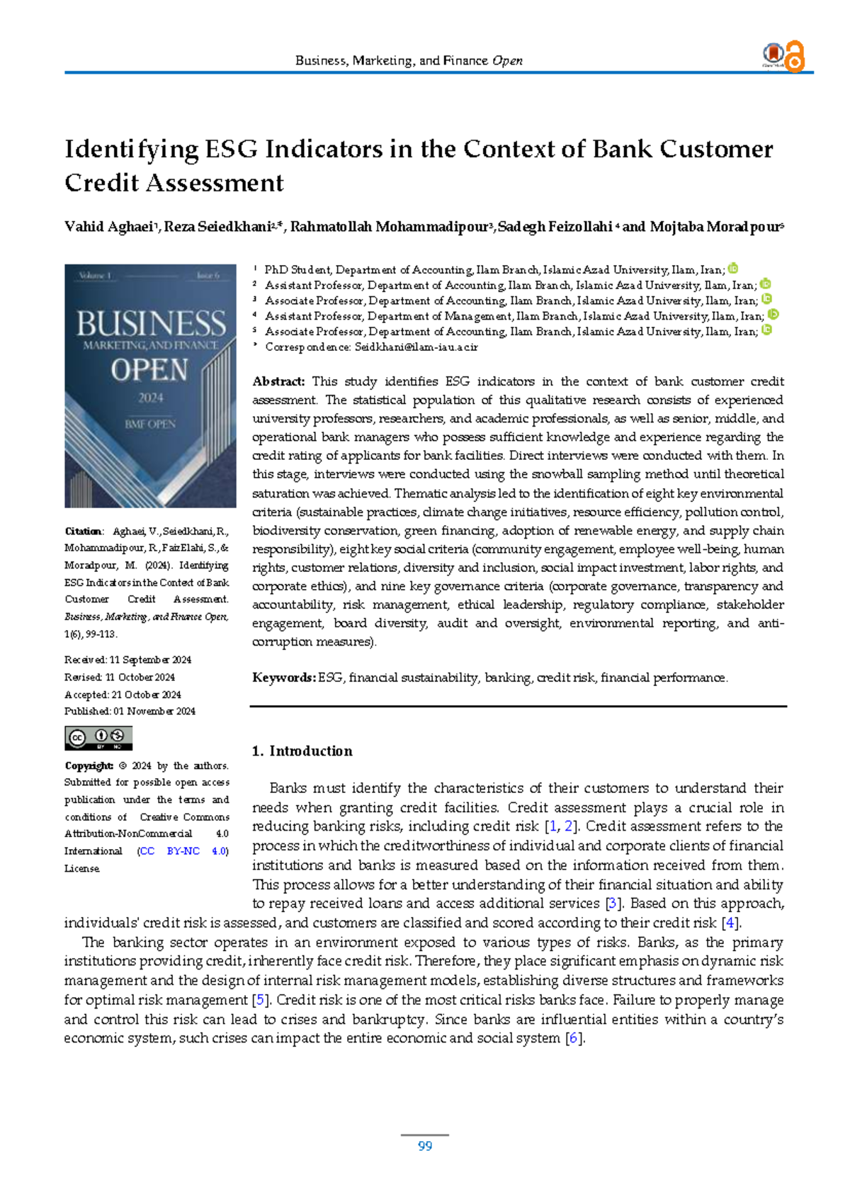 Identifying ESG Indicators for Bank Credit Assessment: Insights and ...