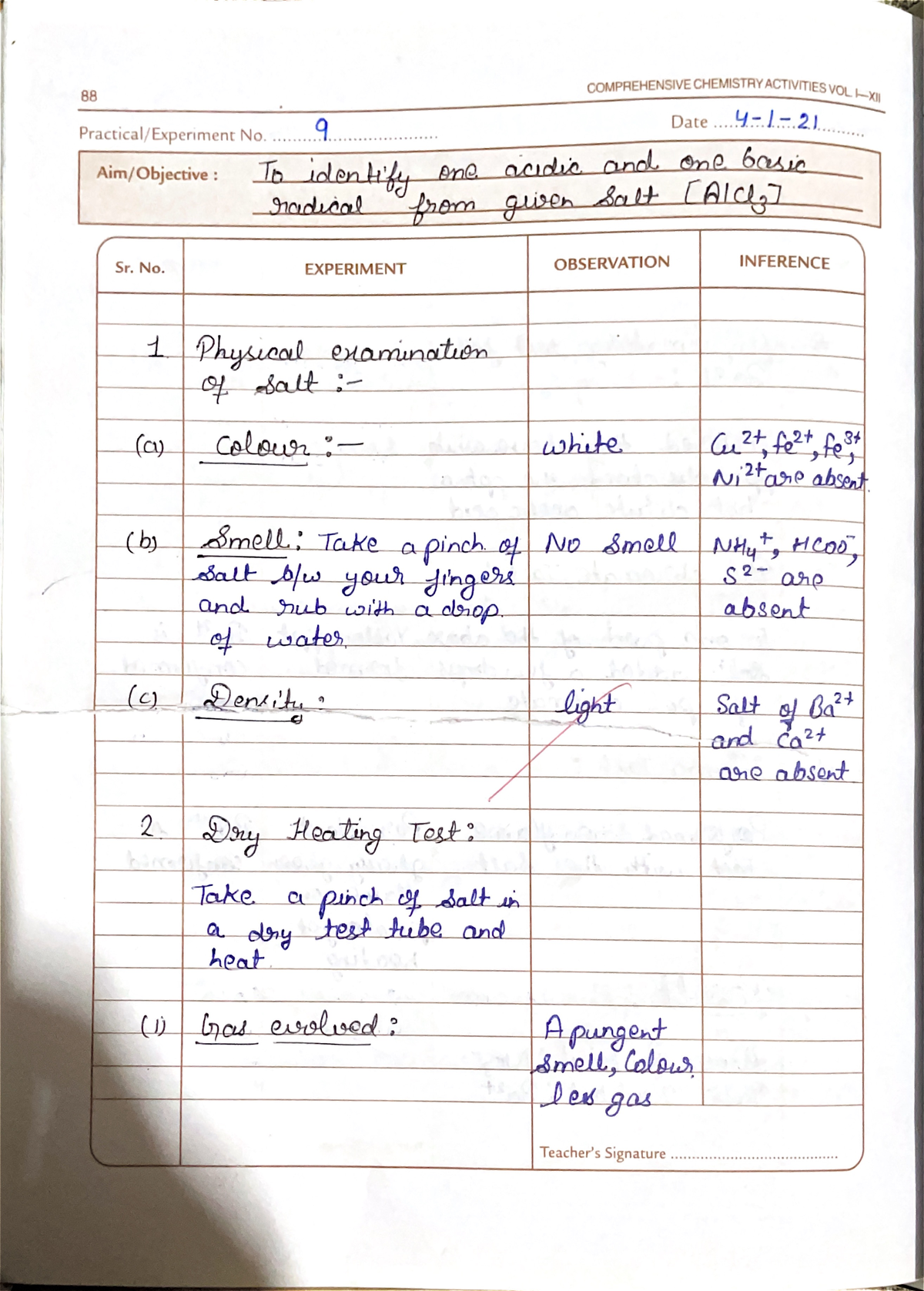 Experiment 5: Salt Analysis - Identifying Acidic & Basic Radicals ...