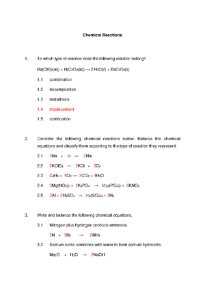 Stoichiometry questions for chemistry 101: calculations and reactions ...